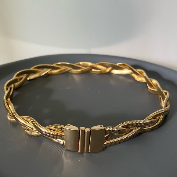 Accessories | Vintage 8s Gold Tone Stretch Gold Belt Braided Woven Belt ...